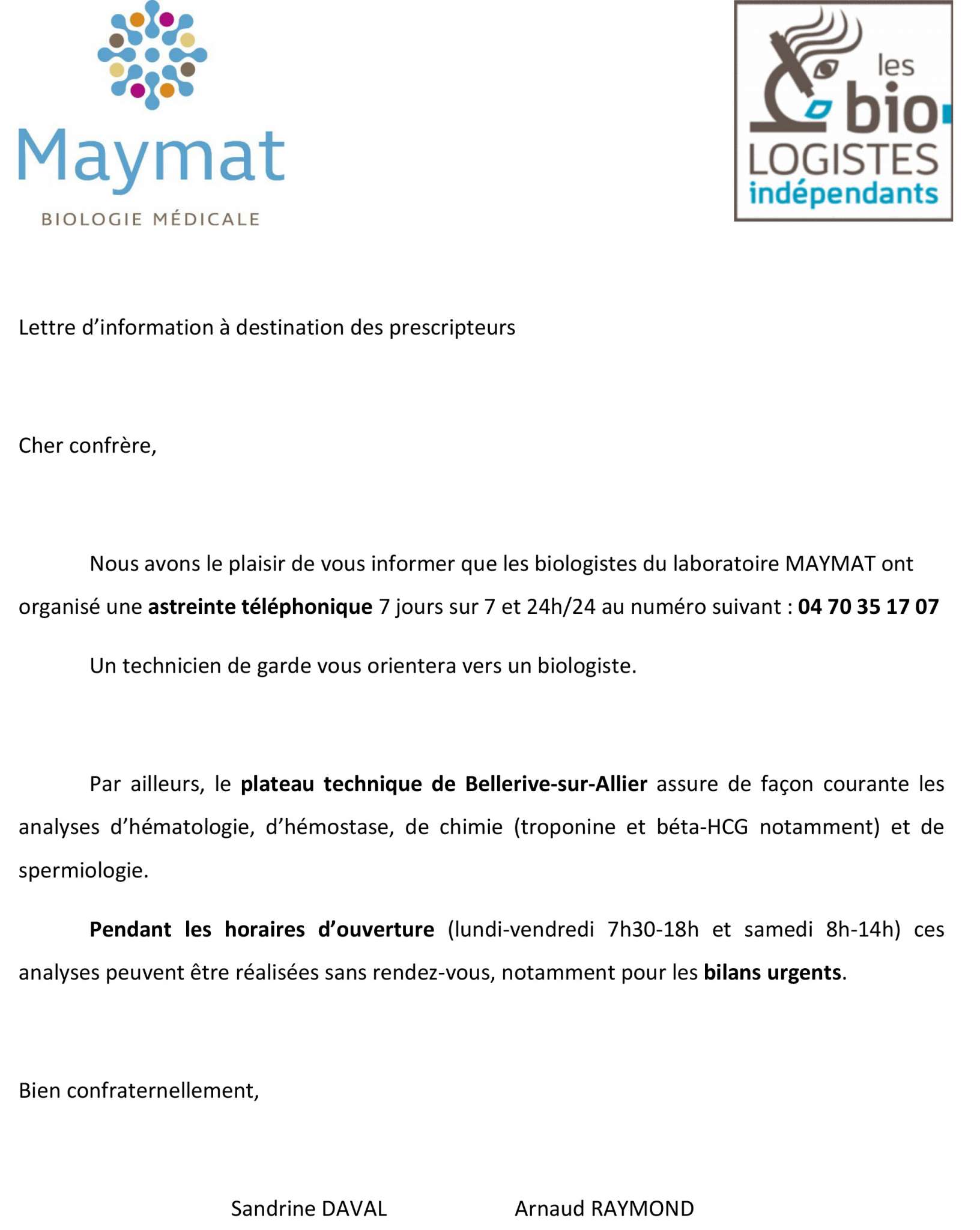 Lettres d'informations - Laboratoires Maymat